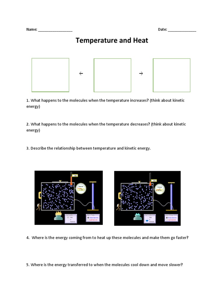 Temperature and Heat Worksheet | PDF