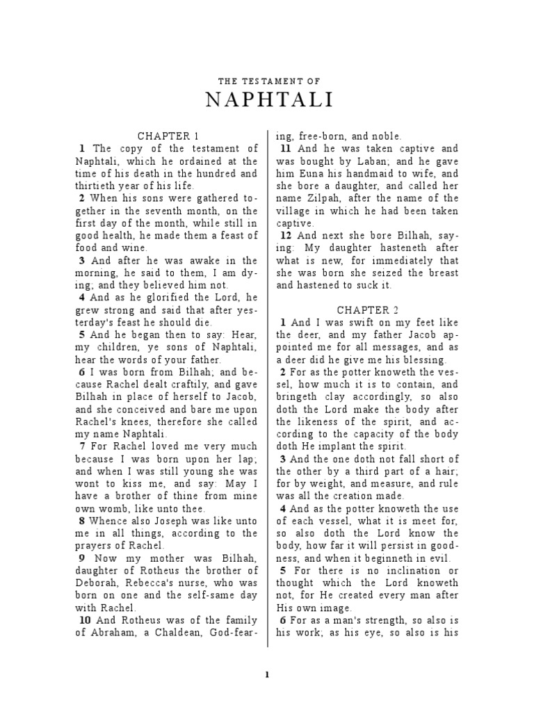 The Testament of Naphtali | Rachel | Jacob