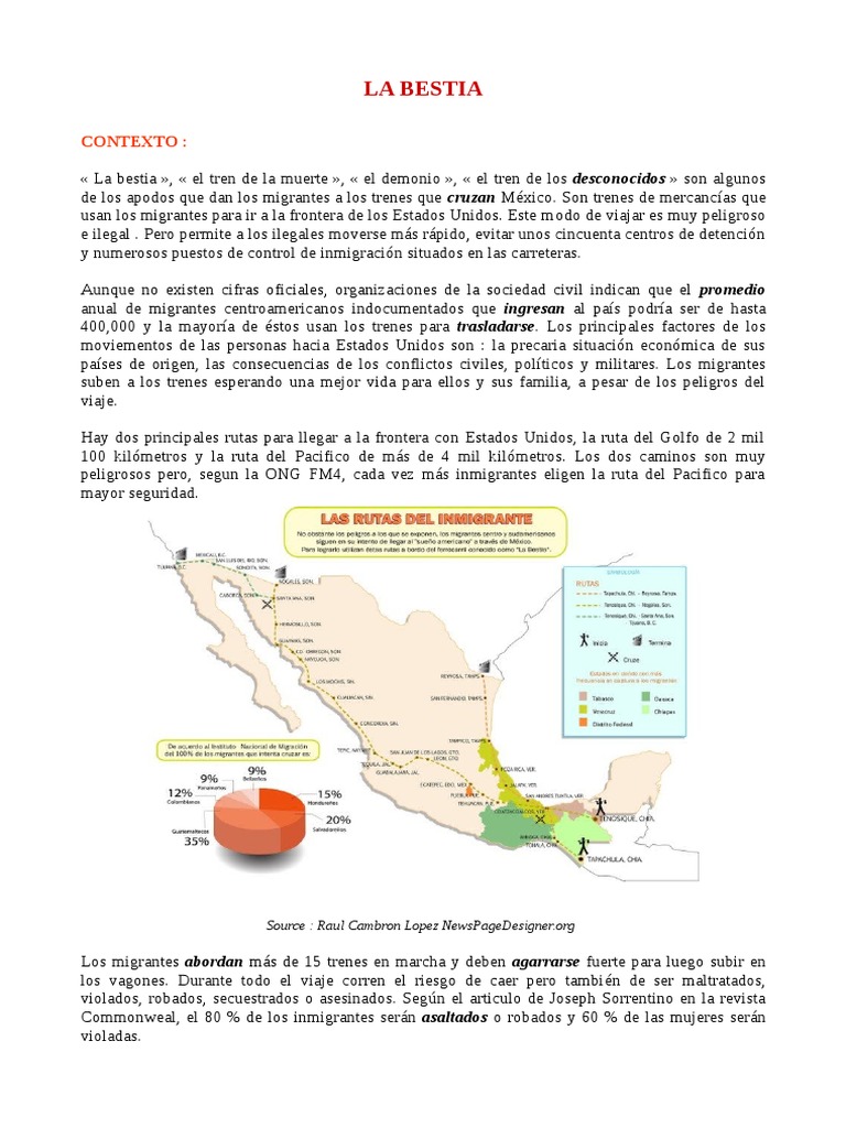 Rutas y riesgos del tren La Bestia | PDF | Migración humana | México