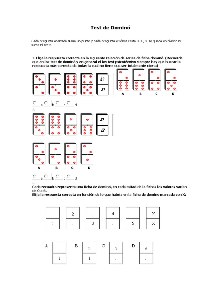 Test de Dominó | PDF | Métodos y materiales de enseñanza