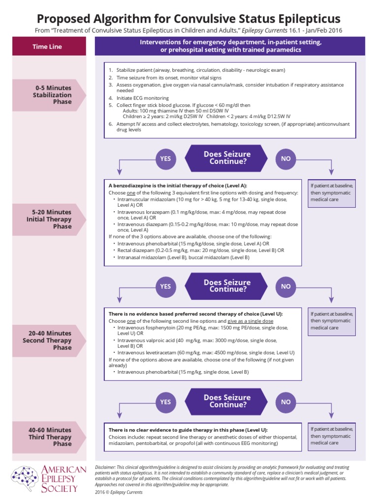 Algorithm For Convulsive Status Epilepticus PDF | PDF | Midazolam ...
