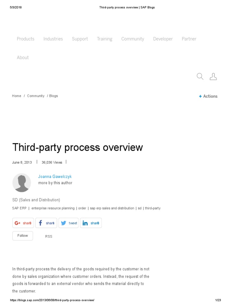 Third-Party Process Overview - SAP Blogs | PDF | Invoice | Receipt