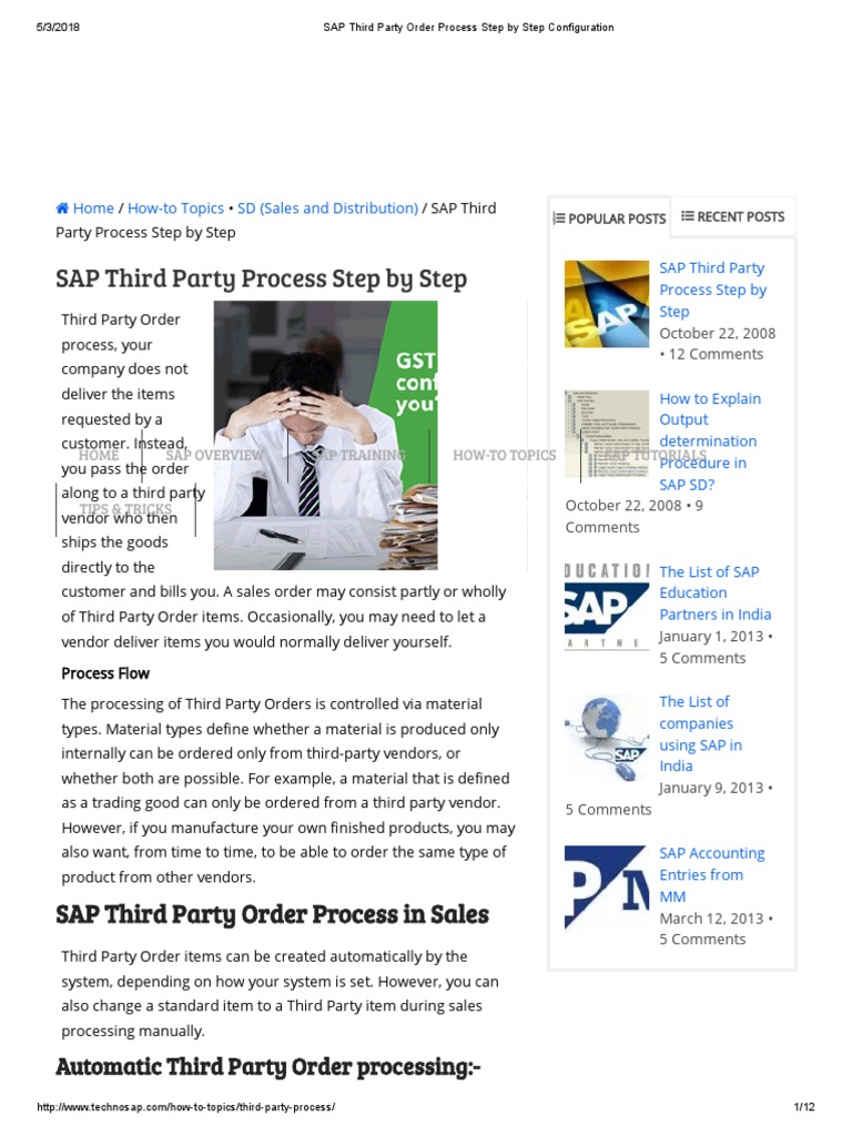Third Party Order Process Step by Step Configuration PDF | PDF ...