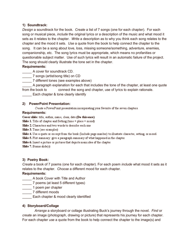 Final Project Menu - Call of The Wild | PDF | Poetry | Books