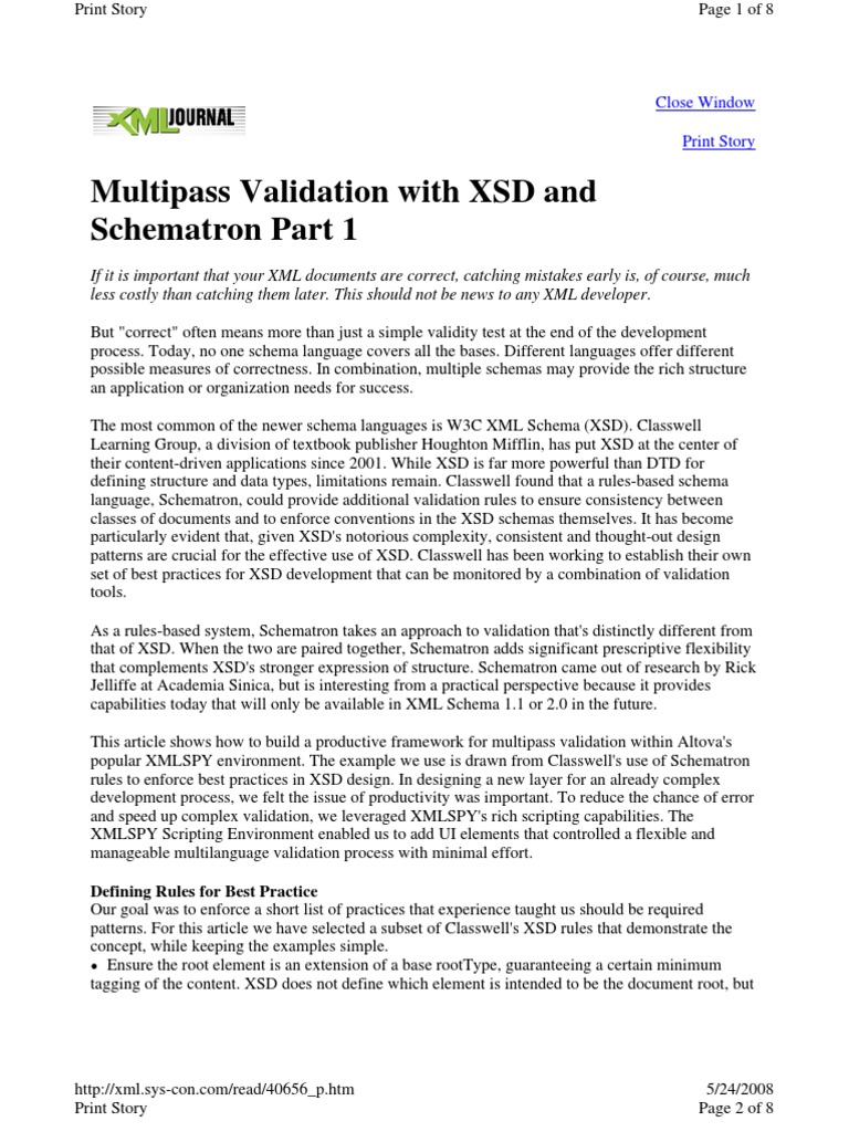 XSD and Schematron Validation - Part 1 | PDF | Xml Schema | Xslt