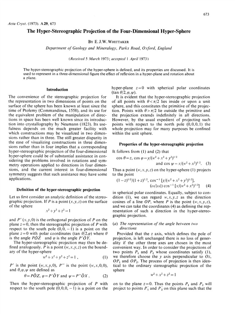The Hyper-Stereographic Projection of The Four-Dimensional Hyper-Sphere ...