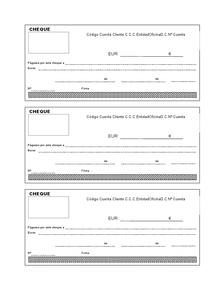 Plantilla Cheque | Coleccionar | Bancario