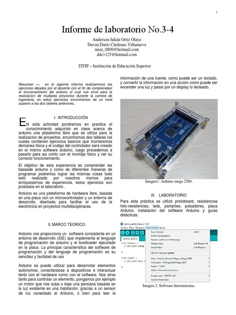 Proyectos de Arduino (Itfip) | Descargar gratis PDF | Arduino | Entorno de desarrollo integrado