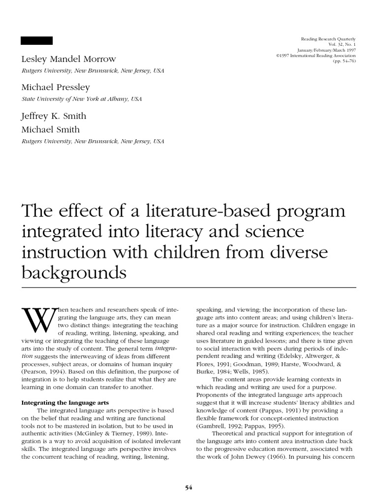 Morrow 1997 | PDF | Literacy | Experiment