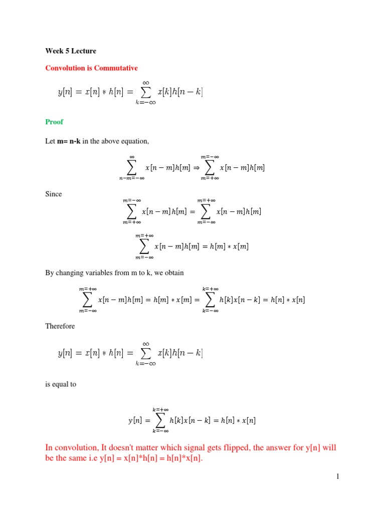 Convolution Is Commutative: Week 5 Lecture | PDF | Convolution | Algorithms