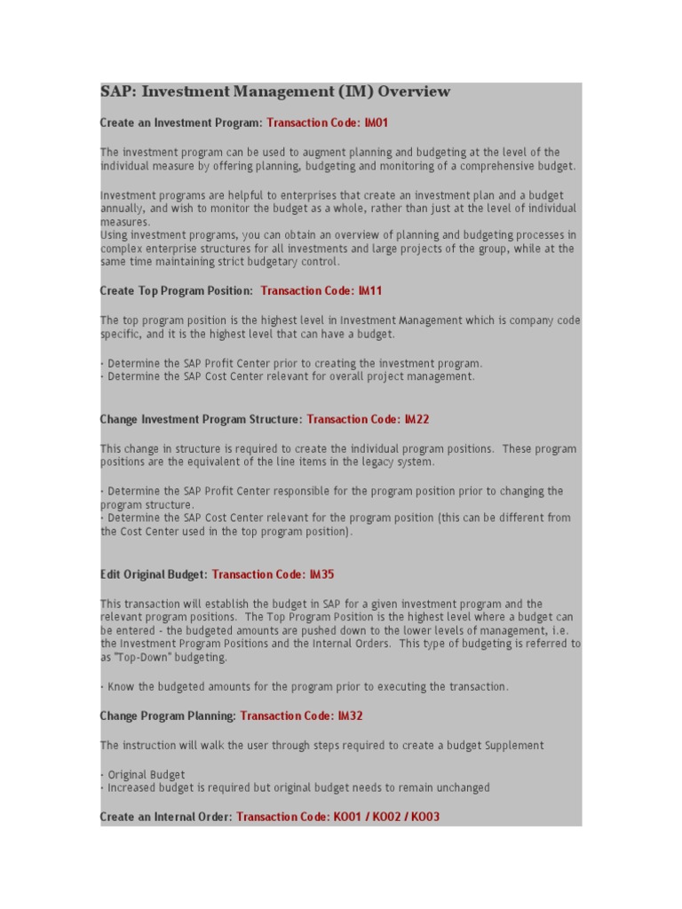 Investment Management Overview | PDF | Budget | Investing