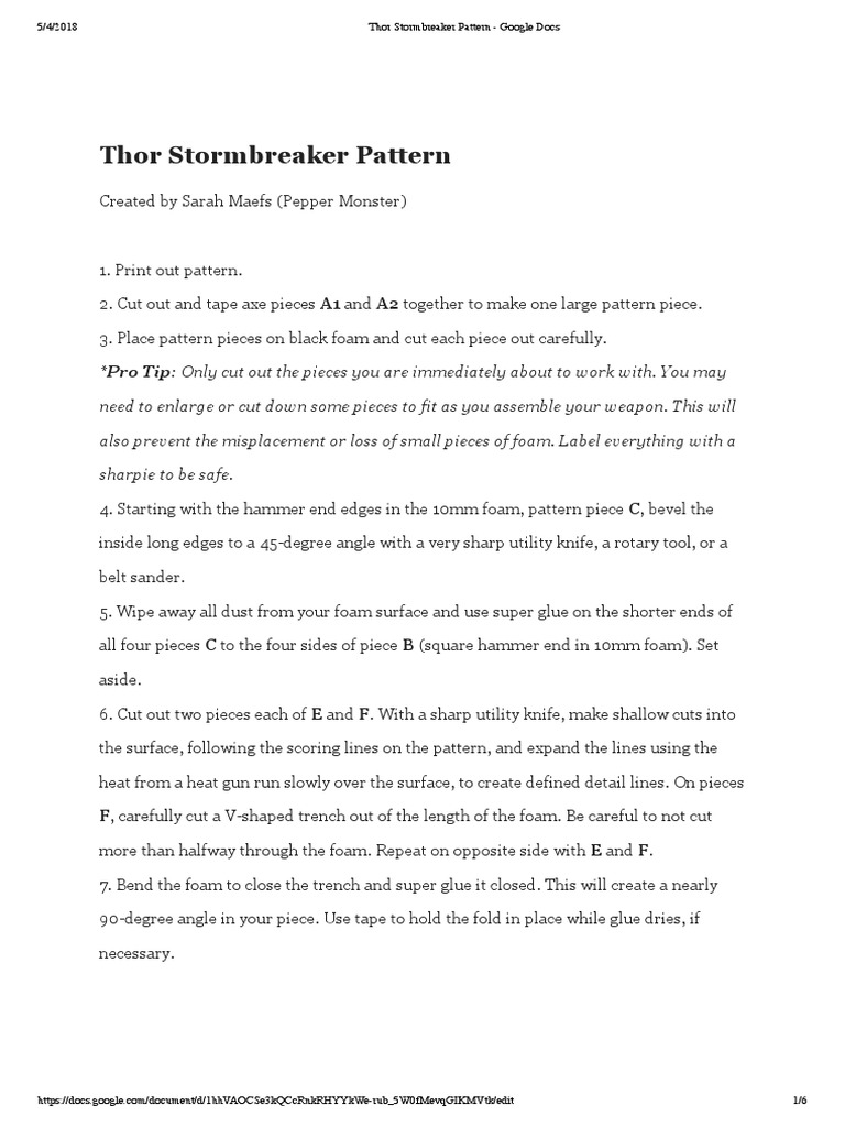 Thor Stormbreaker Pattern | PDF | Axe | Hammer