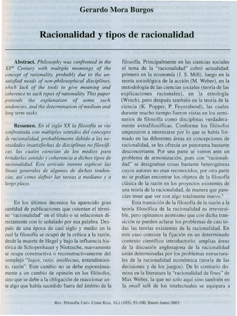 Racionalidad y Tipos de Racionalidad PDF | PDF | Racionalidad | Teoría