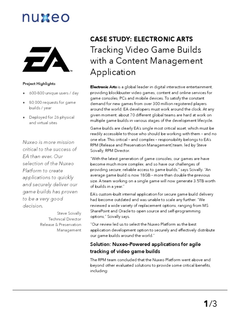 Electronic Arts EA Case Study | PDF | Video Games | Metadata