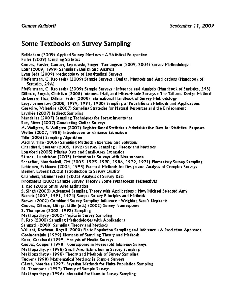 Survey Books 090911 | PDF | Sampling (Statistics) | Survey Methodology