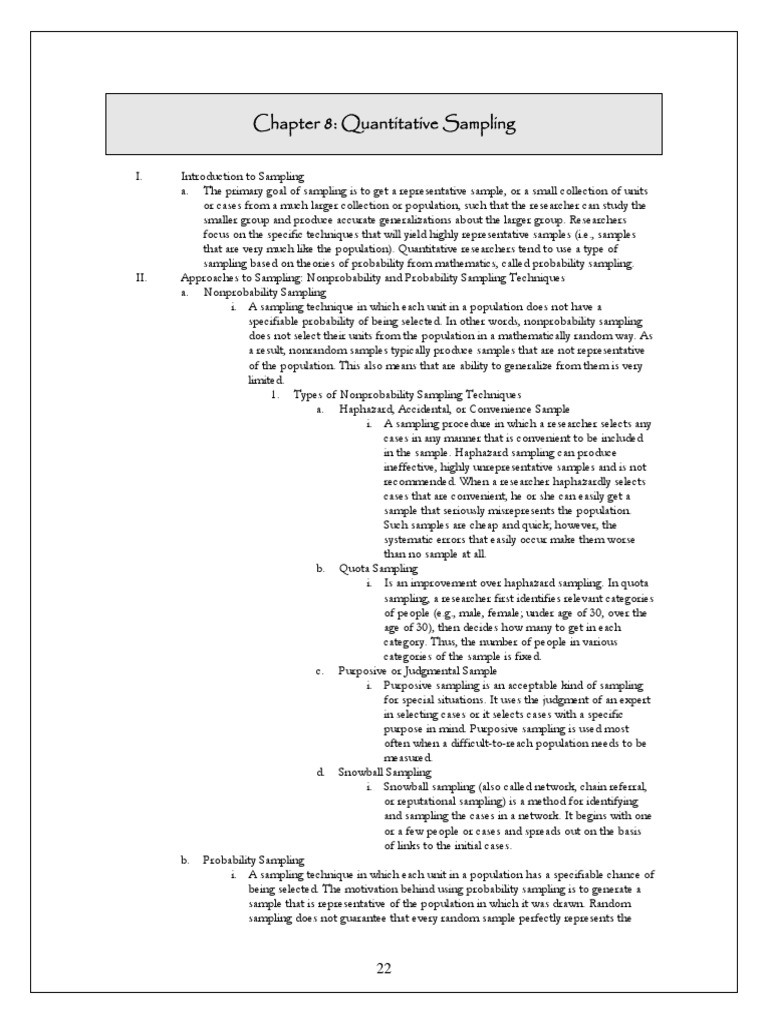 Chapter 8: Quantitative Sampling | PDF | Sampling (Statistics) | Errors And Residuals