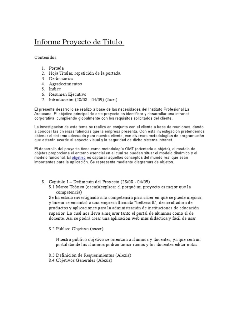 Formato Informe Proyecto de Título | PDF | Bases de datos | Maestros