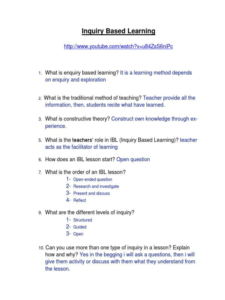 Word | Download Free PDF | Inquiry Based Learning | Question