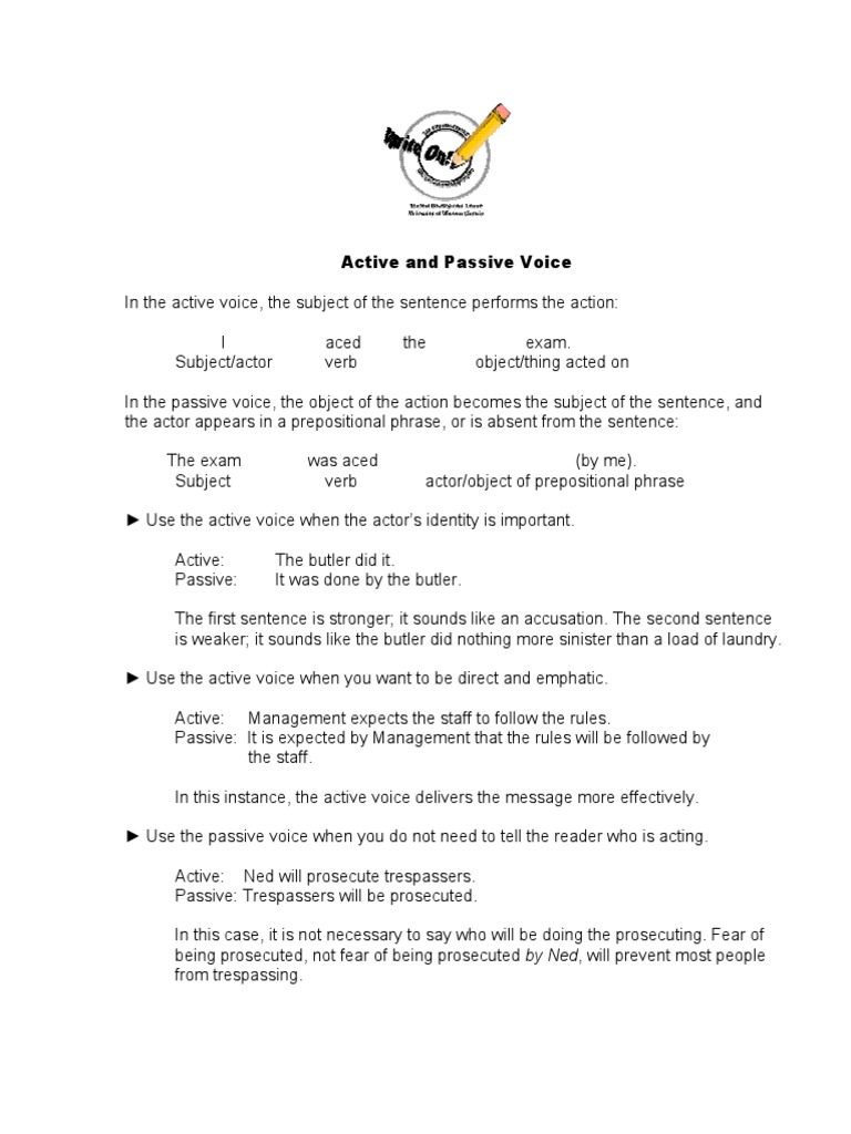 Active and Passive Voice PDF | PDF | Subject (Grammar) | Verb