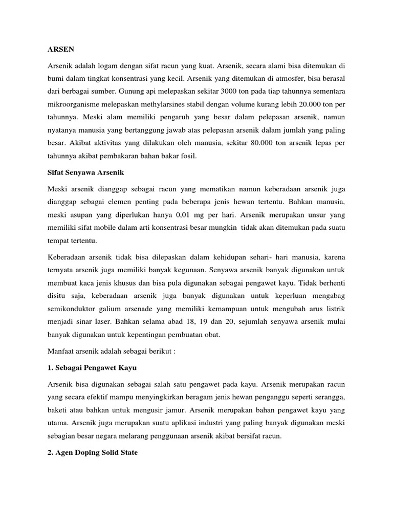 Arsenik Adalah Logam Dengan Sifat Racun Yang Kuat | PDF