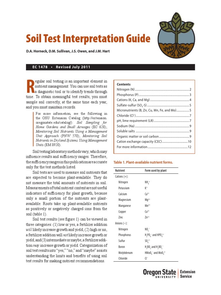 Soil Test Interpretation Guide: D.A. Horneck, D.M. Sullivan, J.S. Owen ...