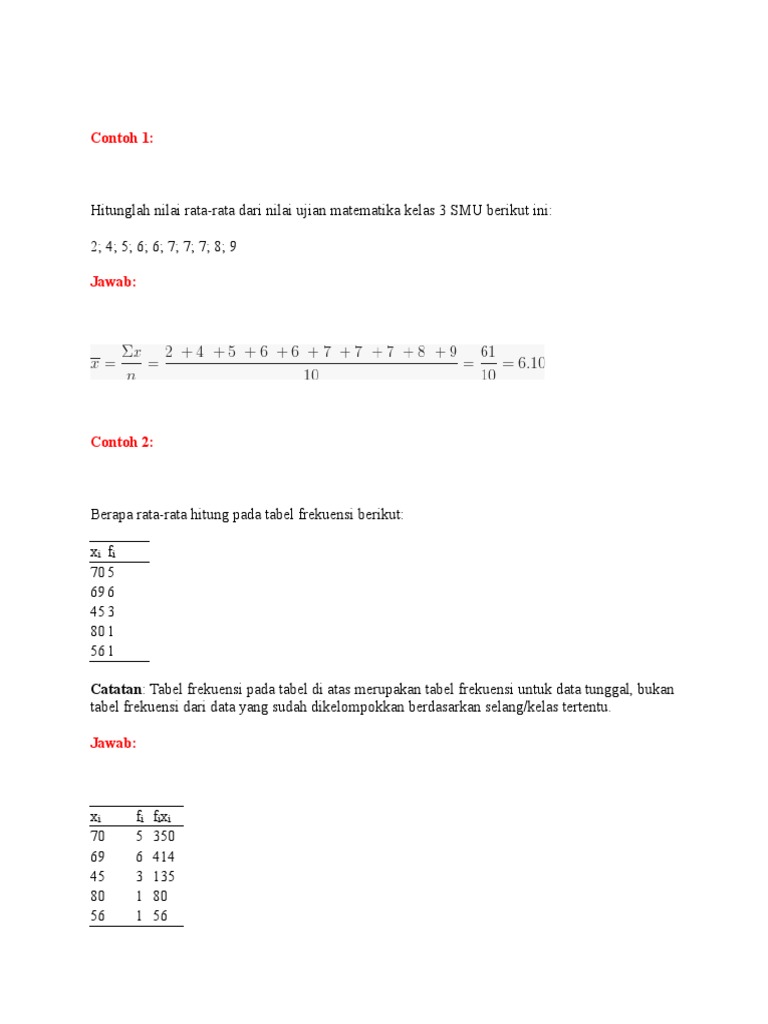 Contoh Soal Ukuran Pemusatan Data | PDF