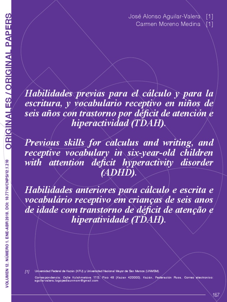 Habilidades Previas para El Cálculo y para La Escritura, y Vocabulario ...