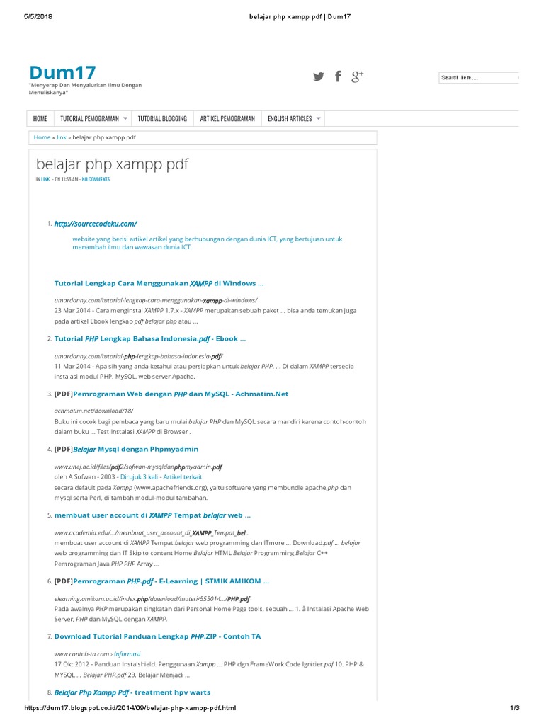 Belajar PHP Xampp PDF - Dum17 | PDF
