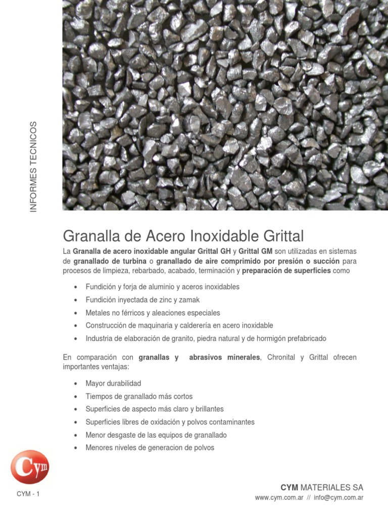 Granalla Inoxidable Grittal: Ventajas y Aplicaciones | PDF | Acero ...