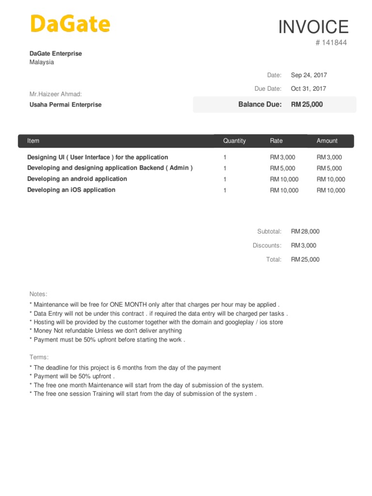 Invoice: Date: Due Date | PDF