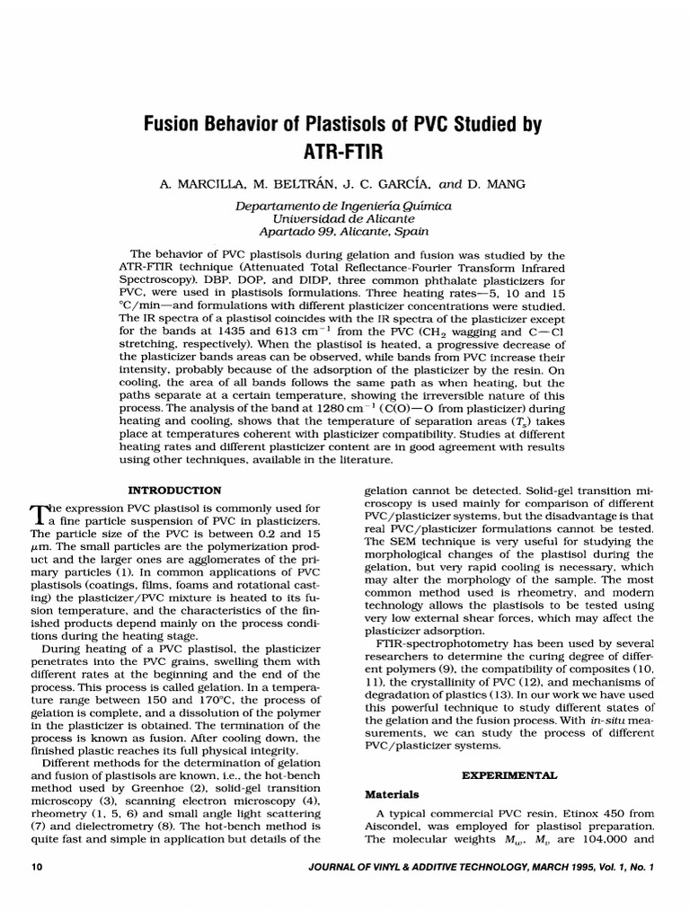 PVC Plastisol Fusion via ATR-FTIR Analysis | PDF | Polyvinyl Chloride ...