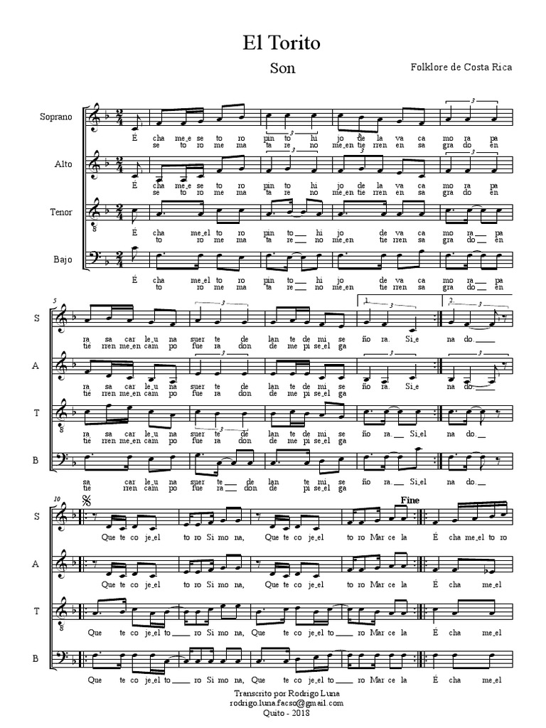 El Torito Pinto - Coro Mixto | PDF