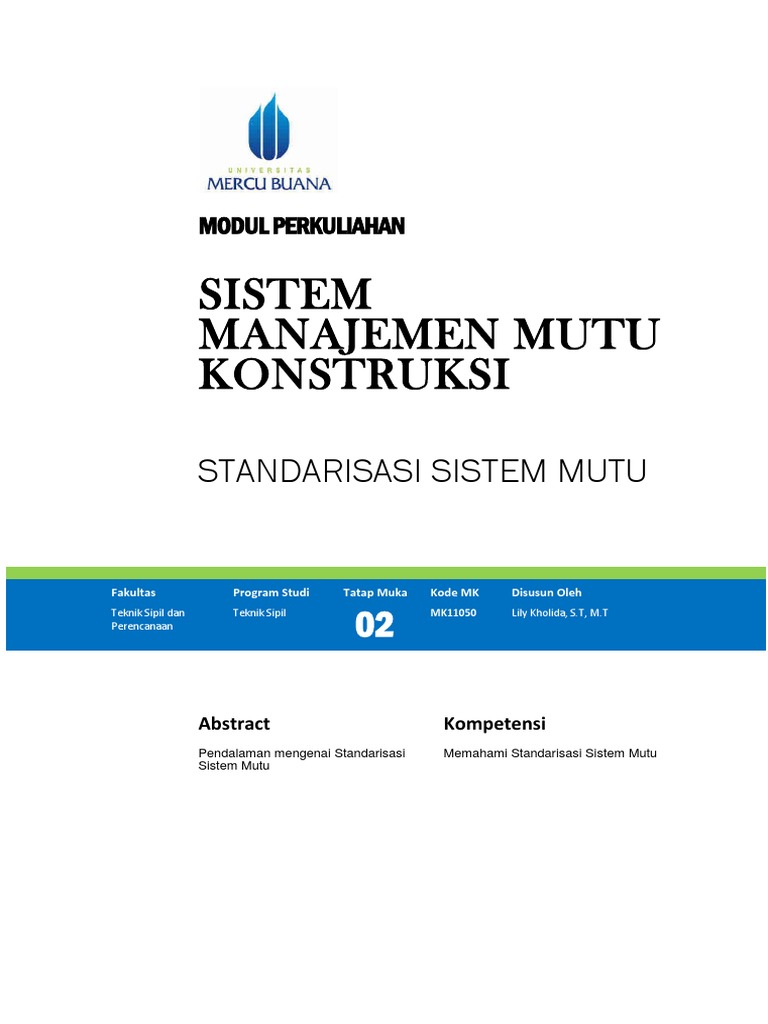 Modul Sistem Manajemen Mutu Konstruksi (TM2) | PDF