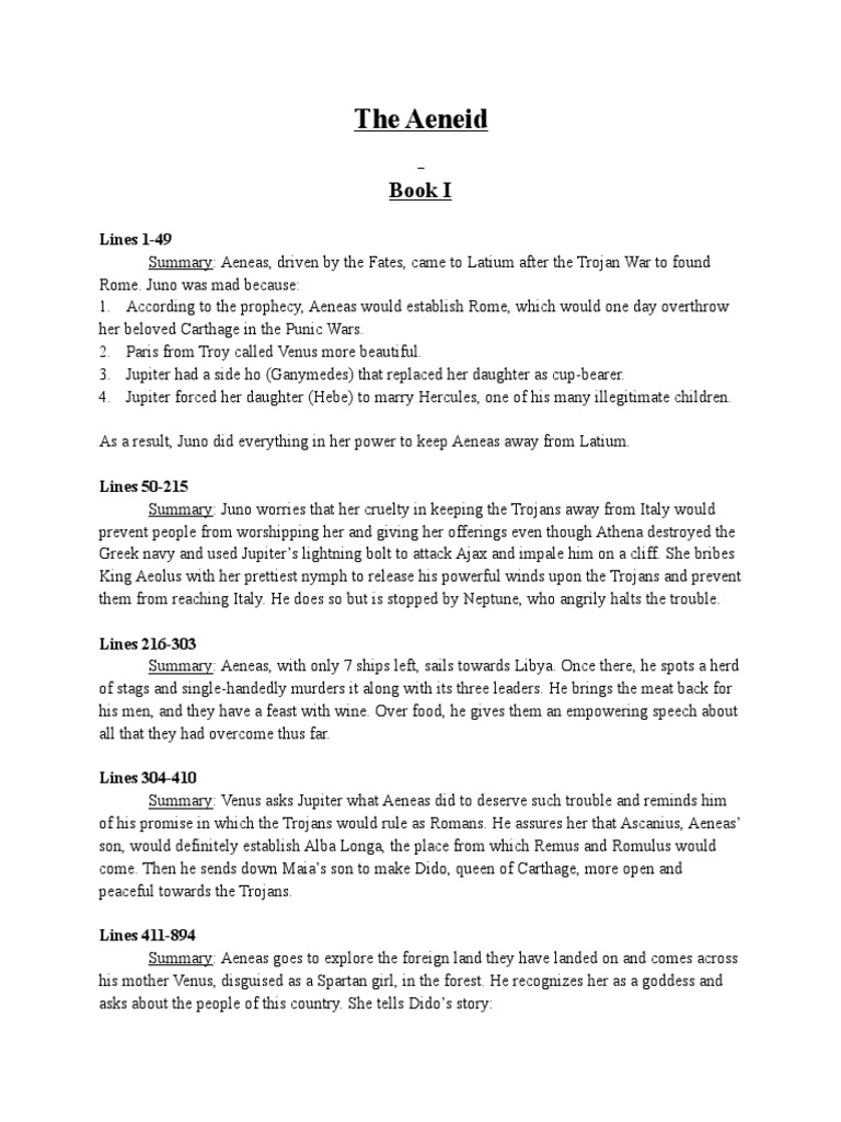 The Aeneid - English Summaries | PDF | Aeneas | Aeneid