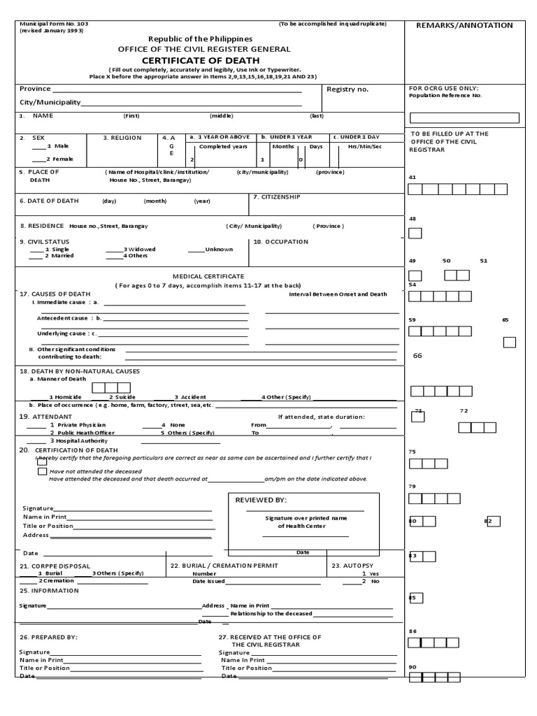 Certificate of Death | PDF | Death Certificate | Death