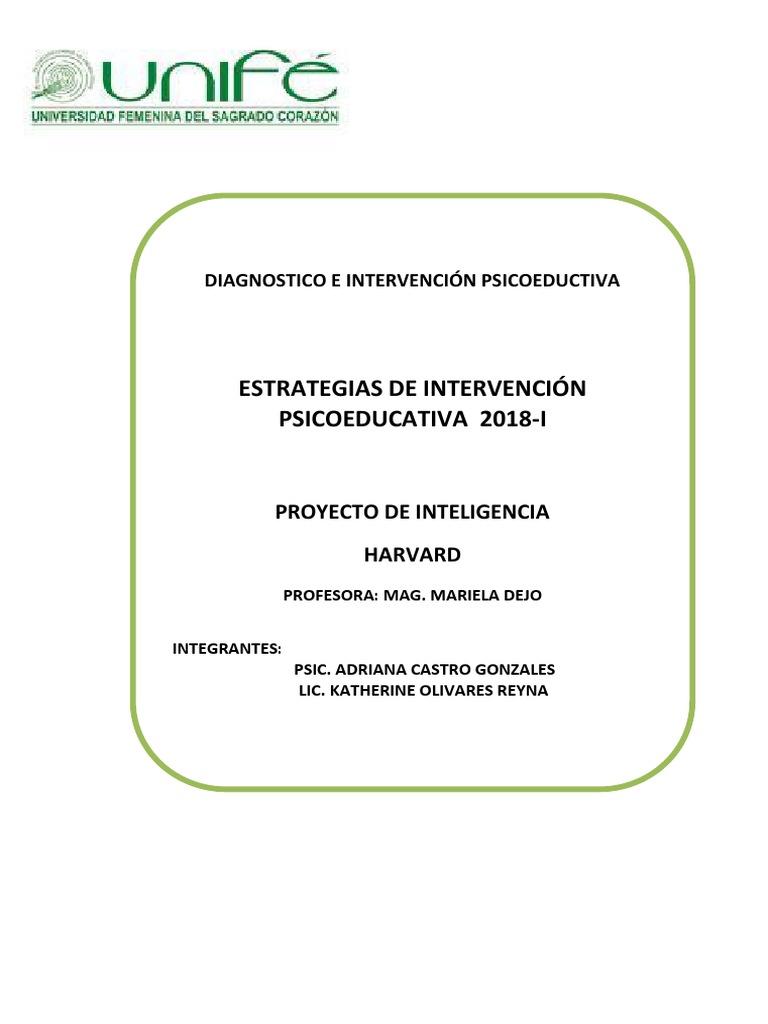 TRABAJO PROYECTO DE INTELIGENCIA HARVARD - Final | PDF | Toma de ...