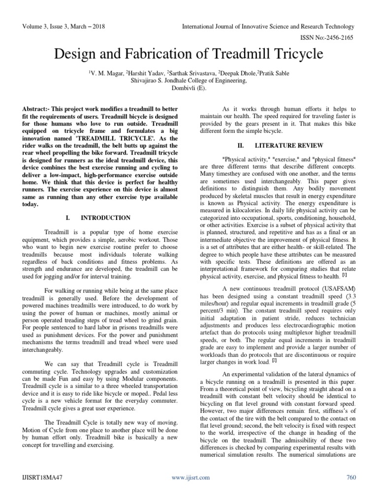 Design and Fabrication of Treadmill Tricycle | PDF | Gear | Treadmill