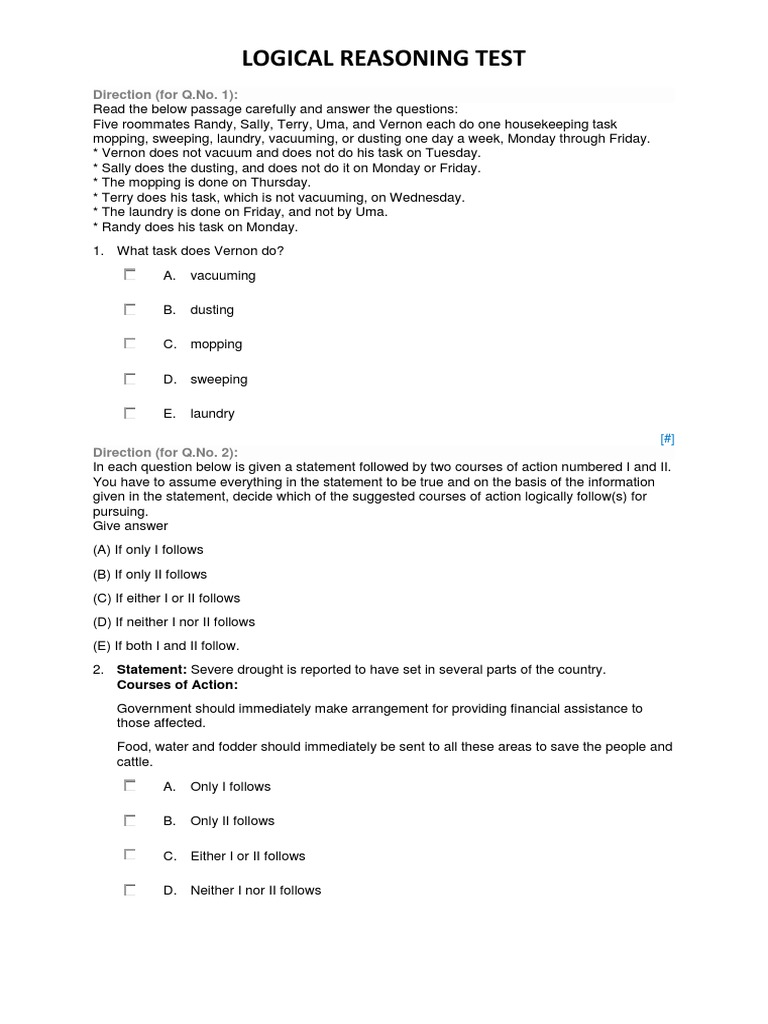 Logical Reasoning TEst | Download Free PDF | Causality | Insecticide