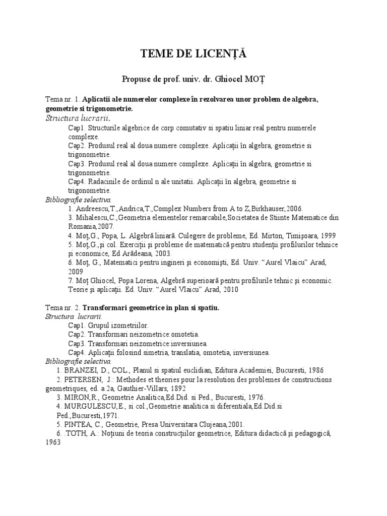 Teme Licenta | PDF