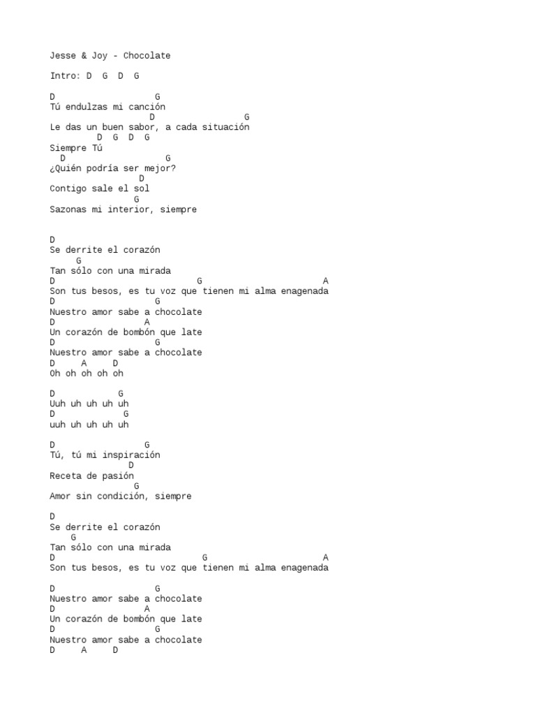 Letra y acordes de "Chocolate" | PDF | Ocio