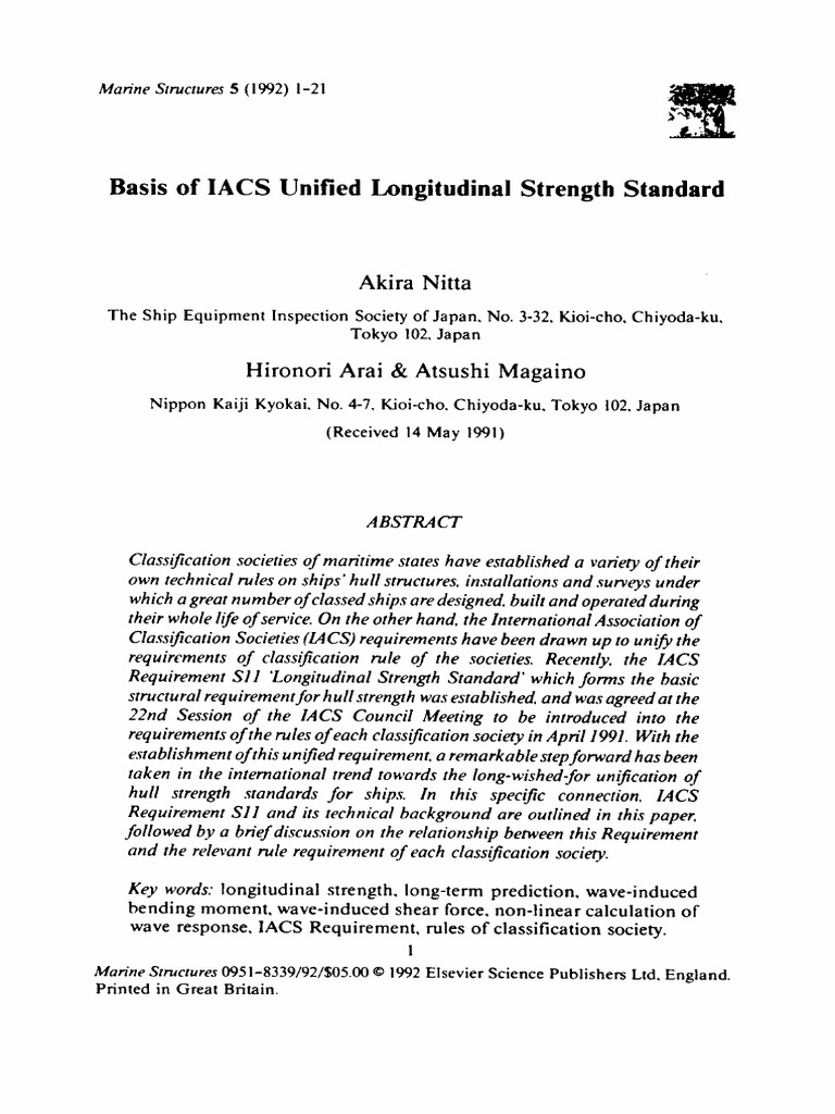 Basis of IACS Unified Longitudinal Strength Standard | PDF | Bending ...