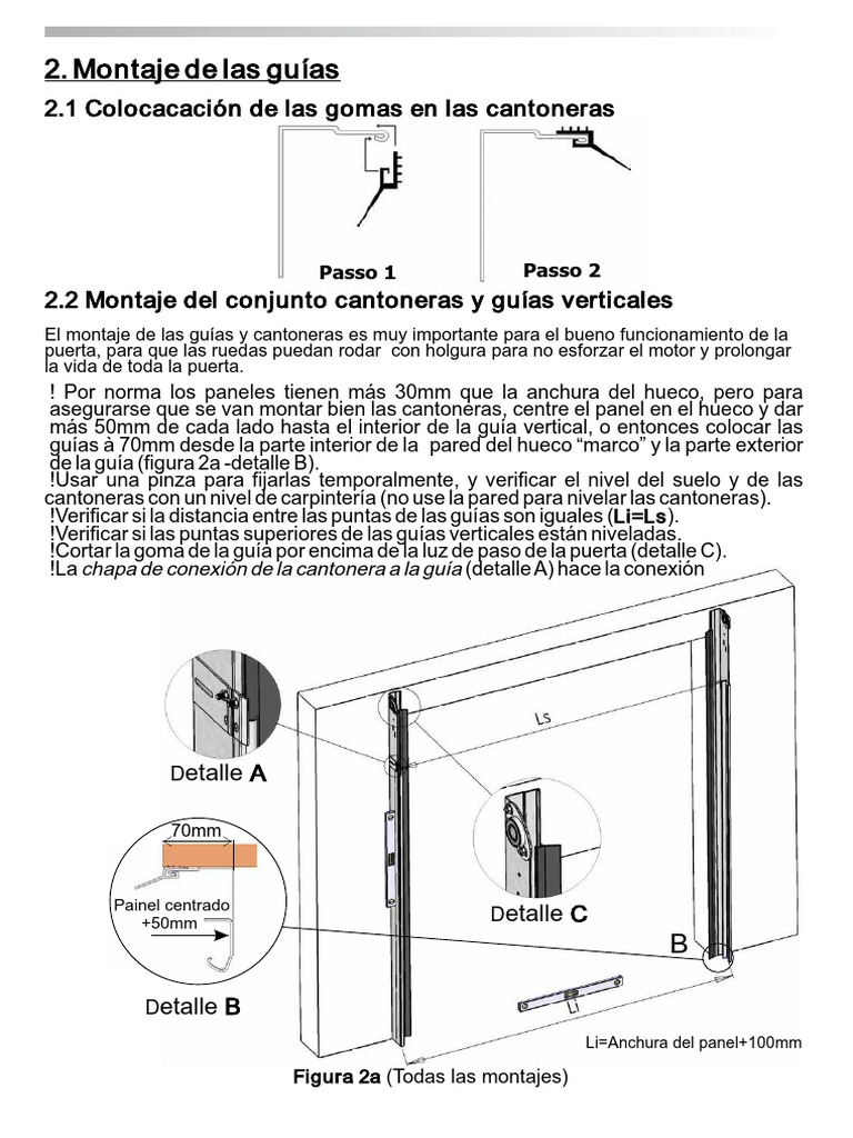 Instrucciones de Montaje Puerta Seccional | PDF | Eje | Tornillo