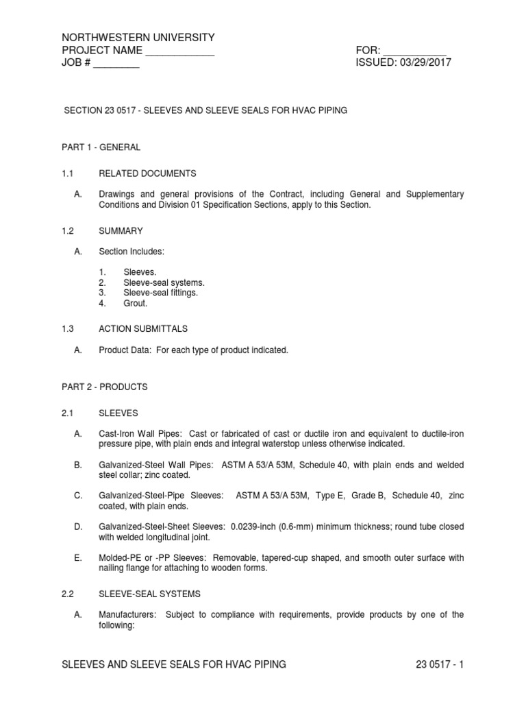 Sleeves and Sleeve Seals For Hvac Piping | PDF | Pipe (Fluid Conveyance ...