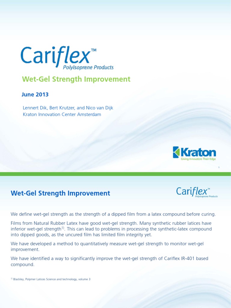 Cariflex IR Latex - Wet Gel Strength | PDF | Natural Rubber | Polymers