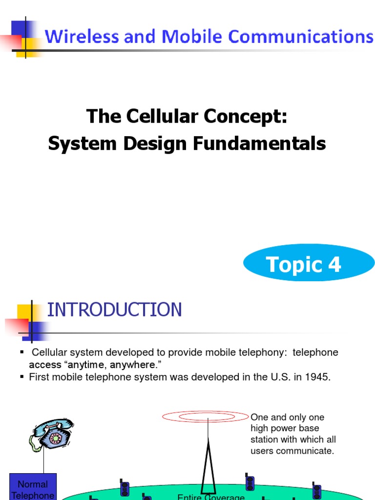 The Cellular Concept: System Design Fundamentals: Topic 4 | PDF | Cellular Network | Base Station