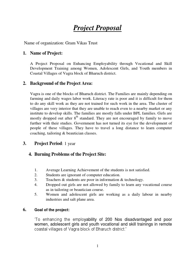 Project Proposal: Name of Organization: Gram Vikas Trust | PDF | High ...