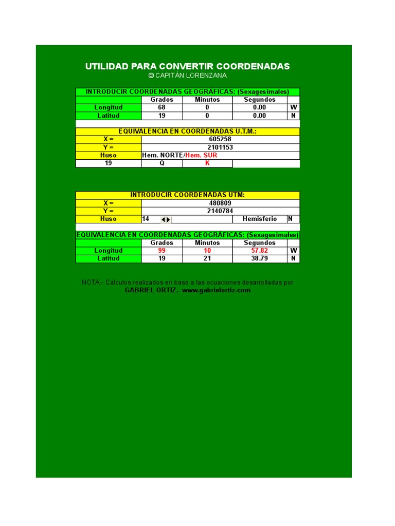 CONVERSOR - Coordenadas Entre UTM y Geograficas1 | PDF | Notación Matemática | Geofísica