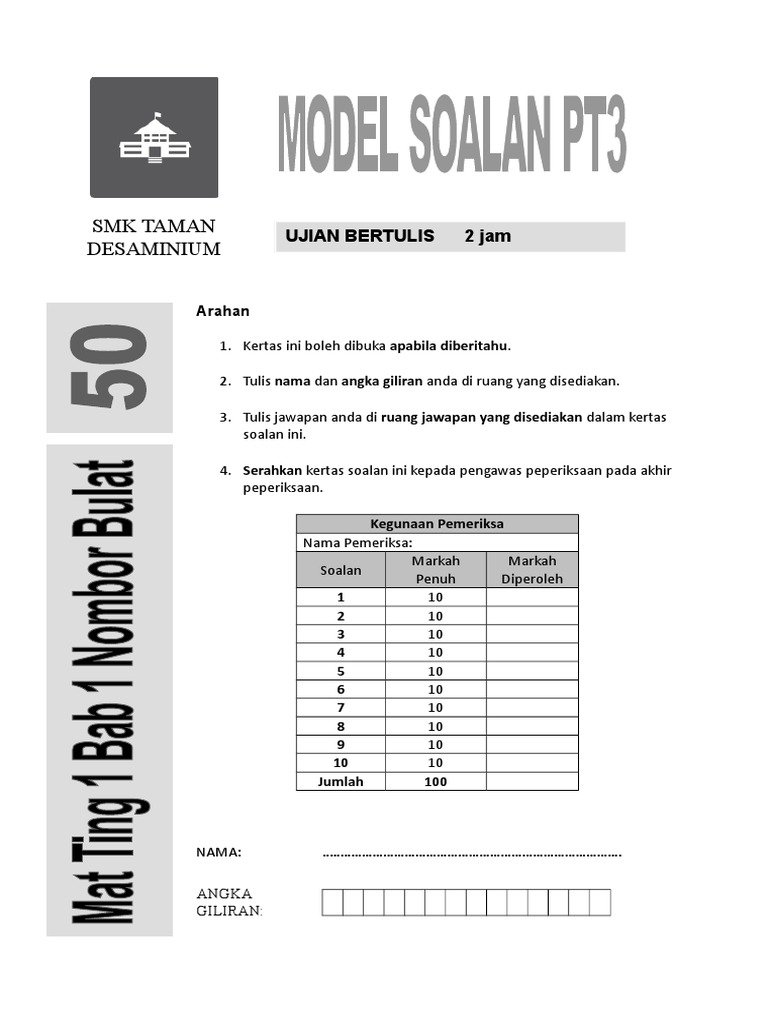Maths Form 1 Chapter 1 (Questions) | PDF