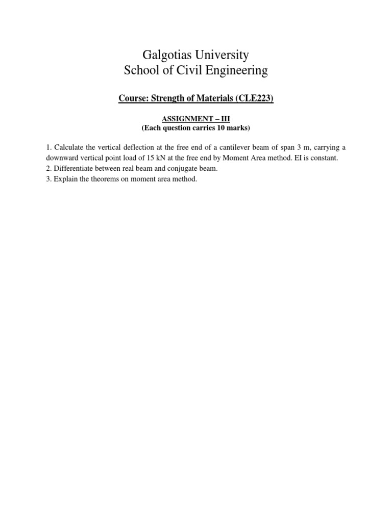 Galgotias University School of Civil Engineering: Course: Strength of Materials (CLE223) | PDF