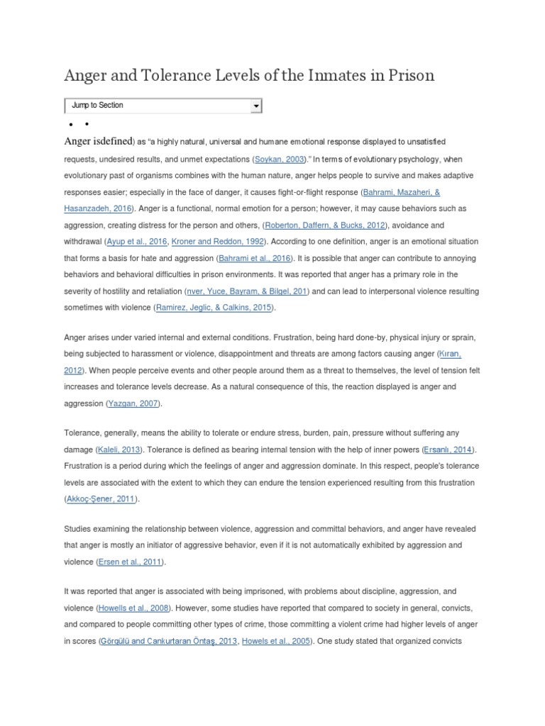 Anger and Tolerance Levels of The Inmates in Prison | PDF | Anger ...